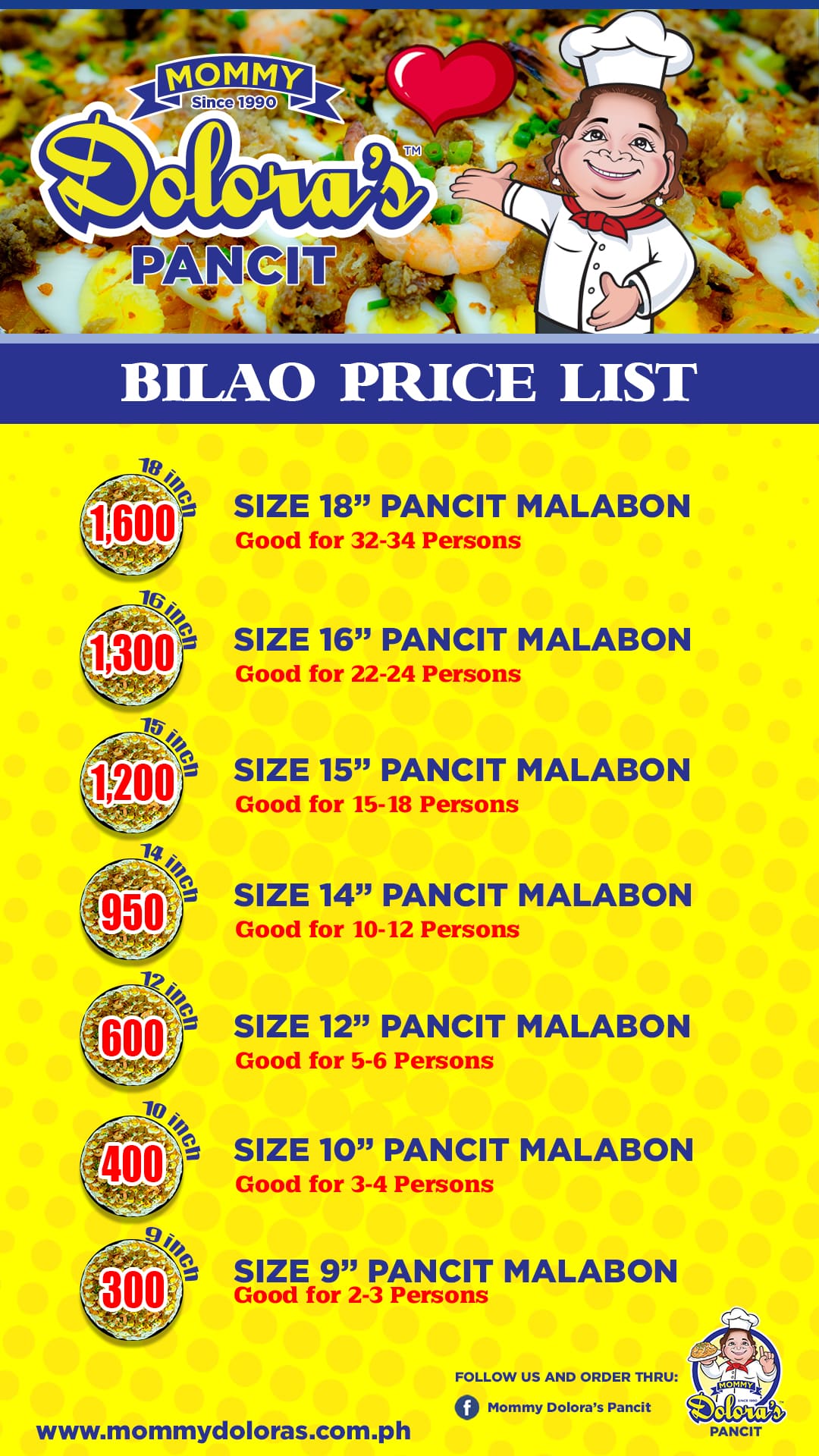 Doloras Menu - Pancit Malabon Lovers Across the Philippines!